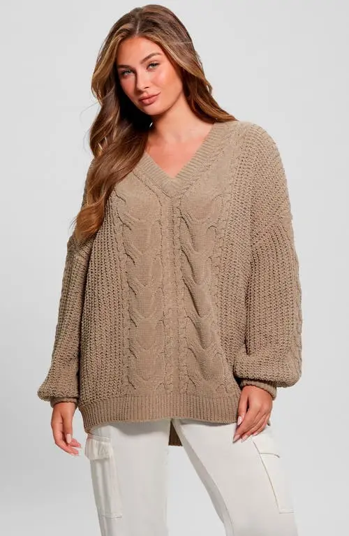 Guess Aki Cable Knit Cardigan - Silk Taupe