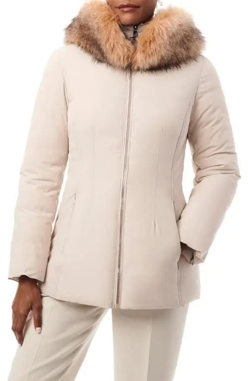 Bernardo Puffer Jacket With Faux Fur Hood