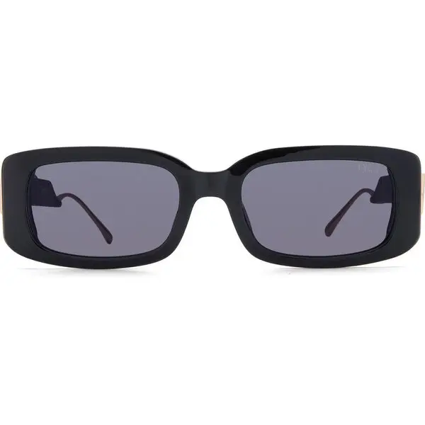 Dezi Drippy 53mm Square Sunglasses - Black/gold Dark Smoke