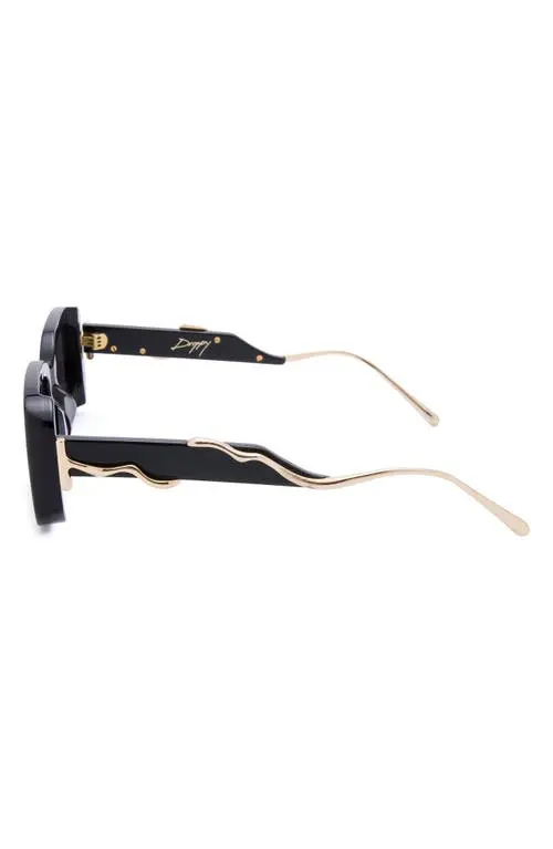 Dezi Drippy 53mm Square Sunglasses - Black/gold Dark Smoke