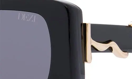 Dezi Drippy 53mm Square Sunglasses - Black/gold Dark Smoke