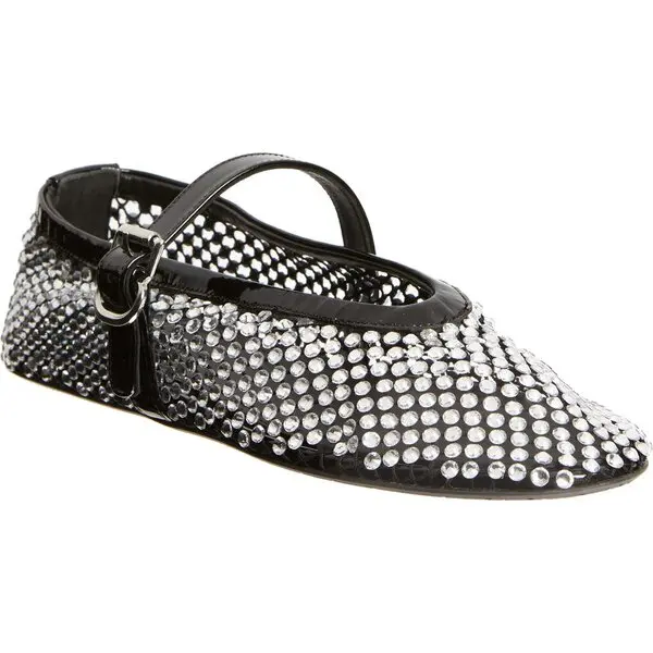 Alaïa Rhinestone Mesh Ballerina Flat - Black