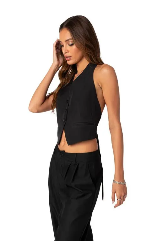 EDIKTED Finn Open Back Vest Halter Top