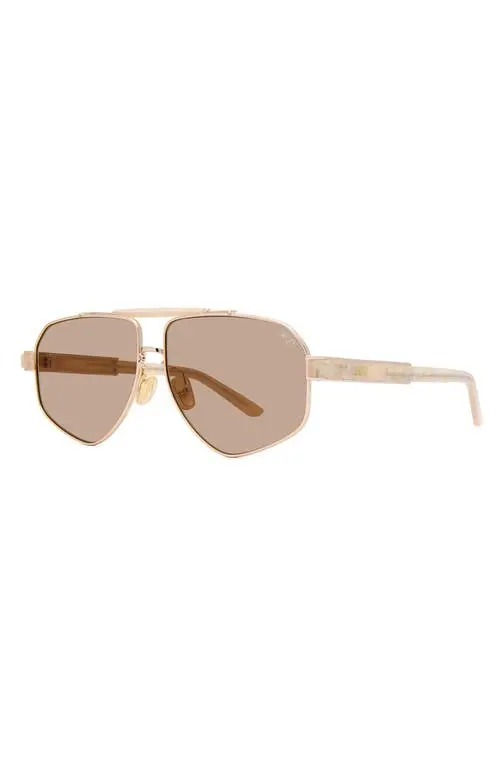 Dezi 6ft 62mm Oversize Aviator Sunglasses - Gold/limestone/moss