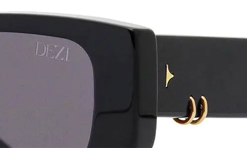 Dezi Cuffed Square Sunglasses - Black / Gold Midnight Smoke