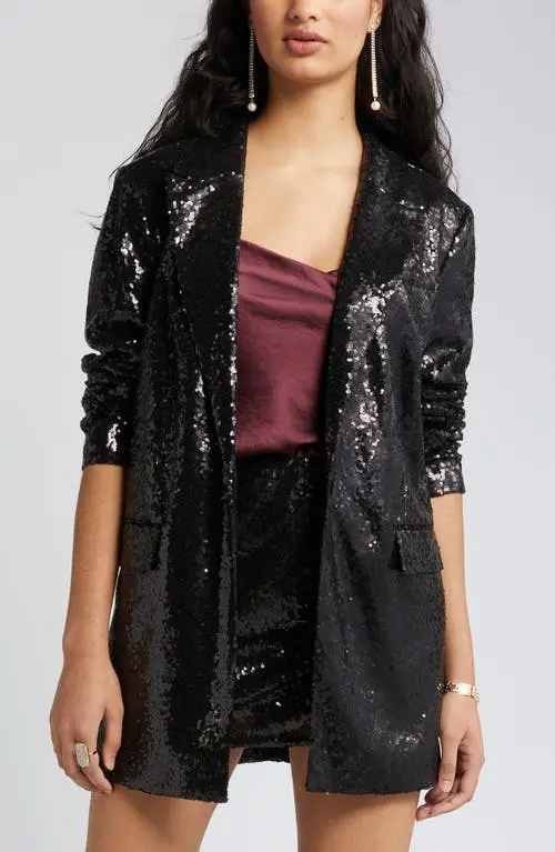 OPEN EDIT Sequin Blazer - Black