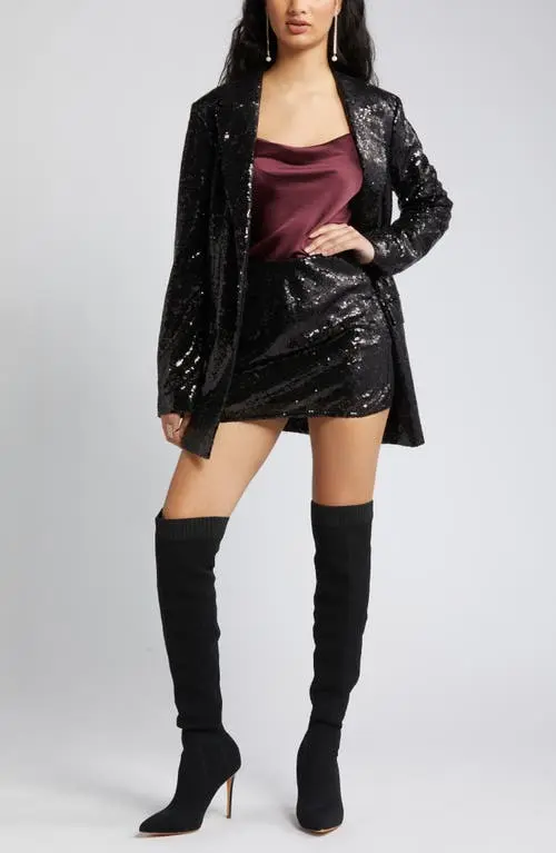 OPEN EDIT Sequin Blazer - Black