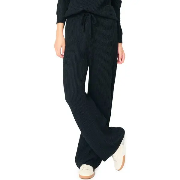 GIBSONLOOK Gigi Drawstring Ribbed Sweater Pants - Black