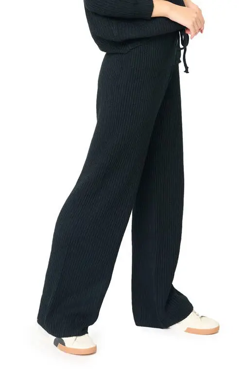 GIBSONLOOK Gigi Drawstring Ribbed Sweater Pants - Black