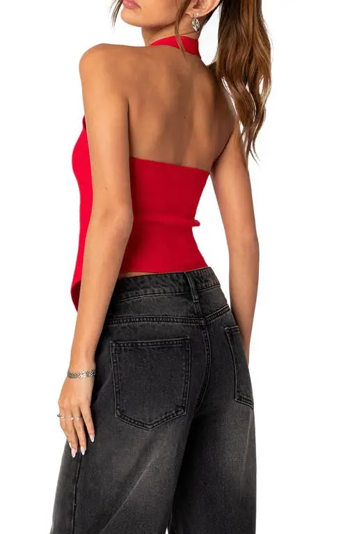 EDIKTED Sculpt Split Front Halter Top