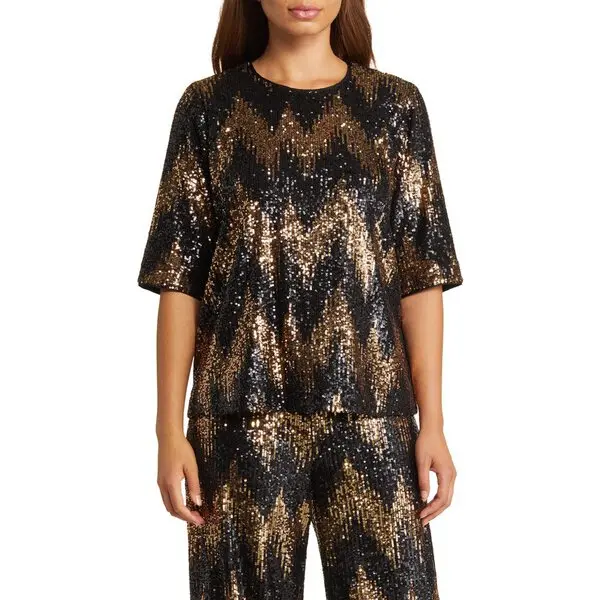MASAI COPENHAGEN Madaila Chevron Sequin Top