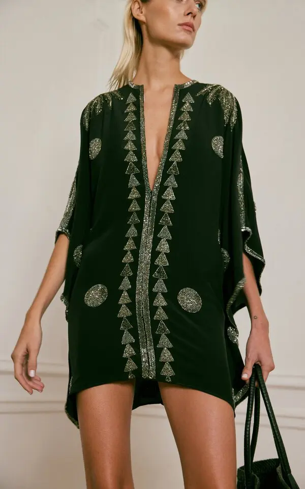 Johanna Ortiz Westbound Embroidered Silk Mini Tunic Dress Us 0 In Black -  50% Off | Editorialist