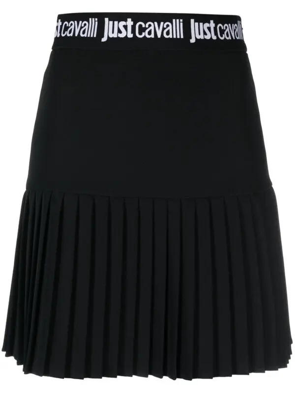 Just Cavalli Plissé Miniskirt With Logo Waistband