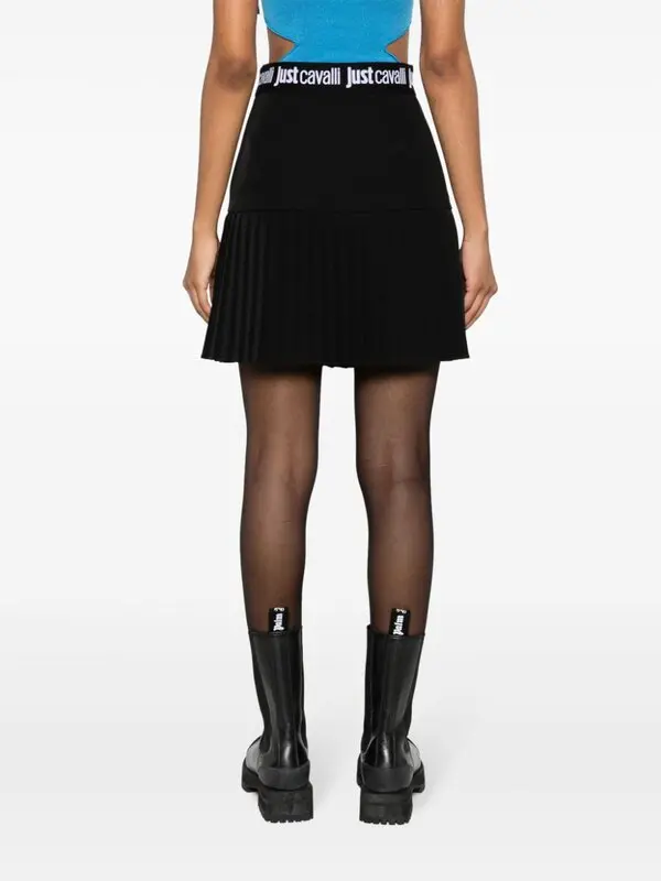 Just Cavalli Plissé Miniskirt With Logo Waistband