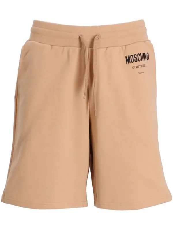 Moschino Print Organic Cotton Track Shorts - Neutrals