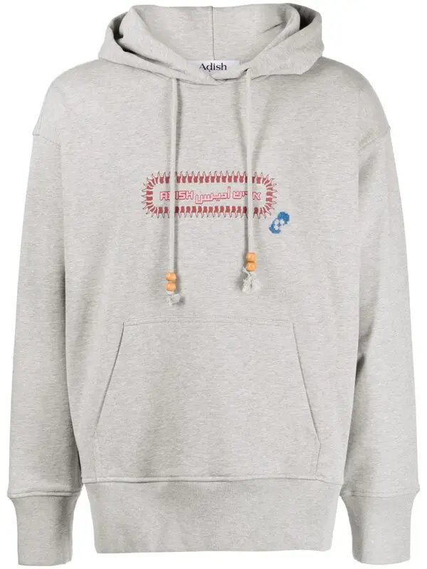 ADISH Alkhws Logo-print Hoodie - Grey