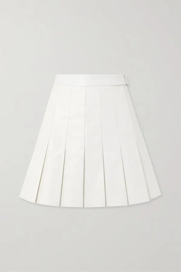 KASSL EDITIONS Pleated Coated Cotton-blend Mini Skirt - White