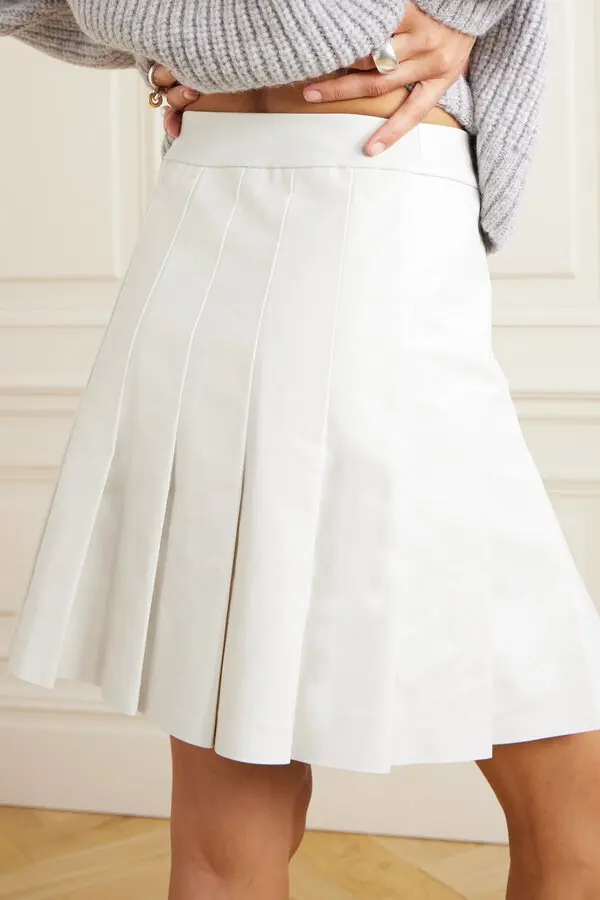 KASSL EDITIONS Pleated Coated Cotton-blend Mini Skirt - White