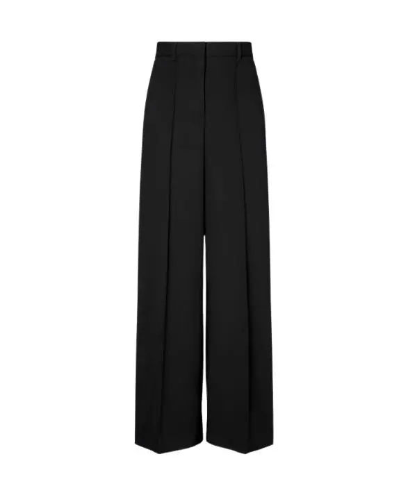 Tory Burch Wide Leg Wool Pant - Black