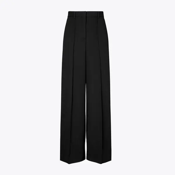 Tory Burch Wide Leg Wool Pant - Black