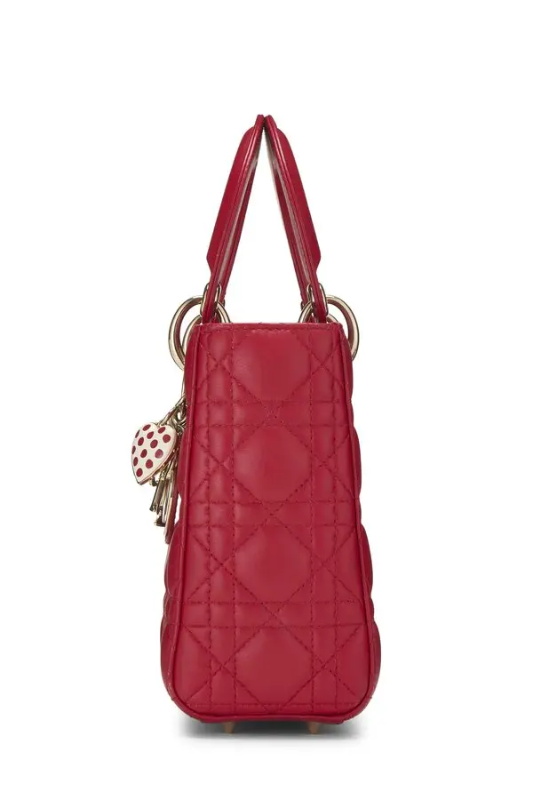 Dior Cannage Quilted Lambskin Lady - Red