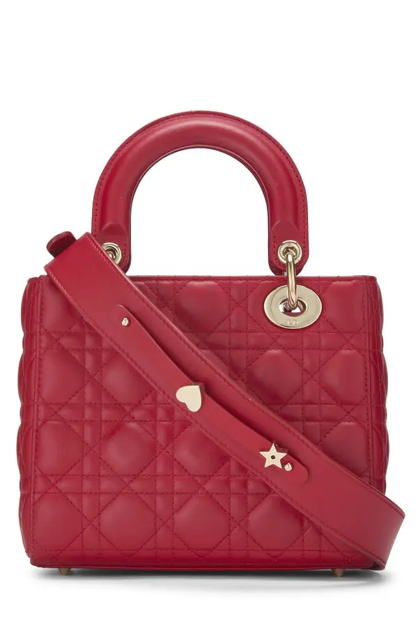Dior Cannage Quilted Lambskin Lady - Red