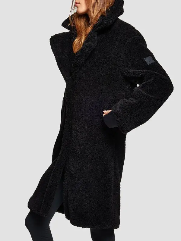 Sam. Sherpa Leather-trimmed Coat - Black