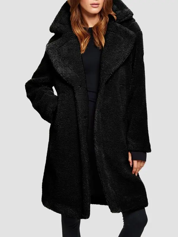 Sam. Sherpa Leather-trimmed Coat - Black