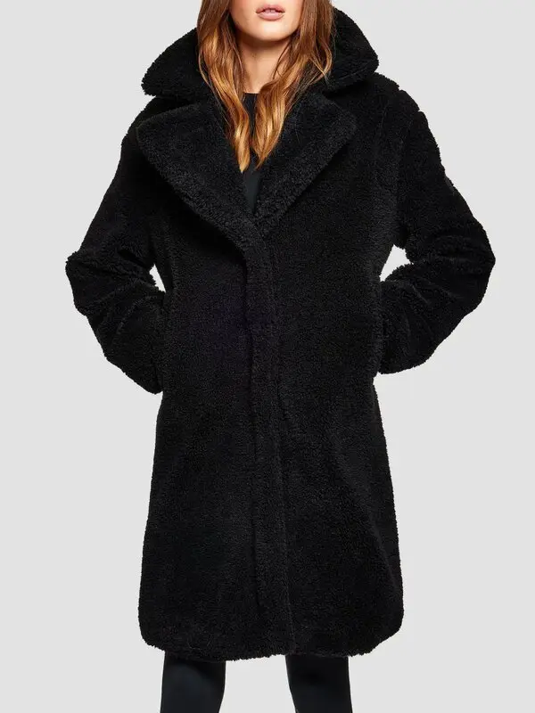 Sam. Sherpa Leather-trimmed Coat - Black
