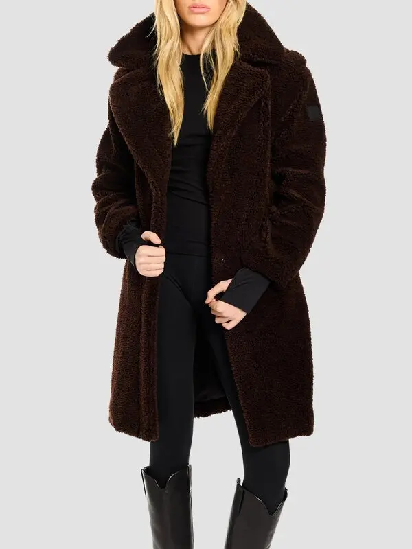 Sam. Sherpa Leather-trimmed Coat - Chocolate