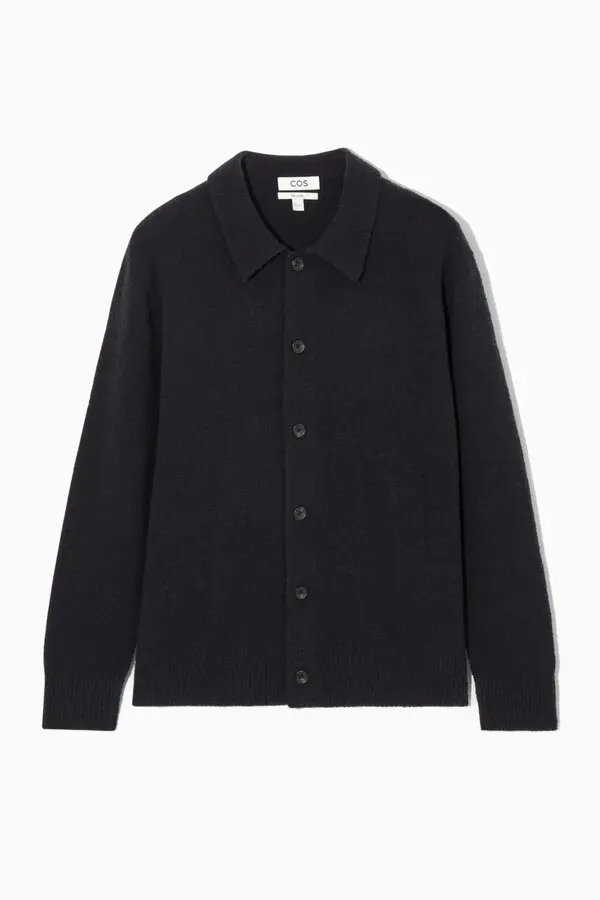 Cos Collared Wool-Bouclé Cardigan In Blue - 50% Off | Editorialist