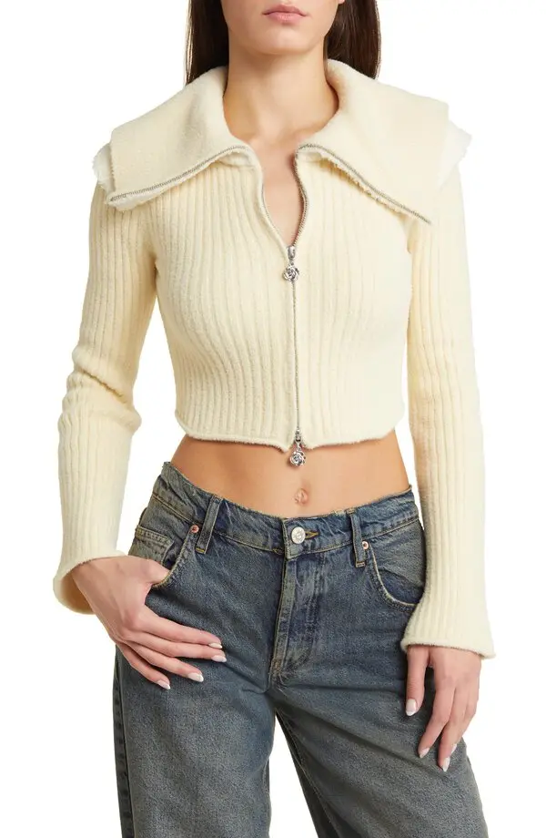HOUSE OF SUNNY Peggy Rib Crop Cardigan