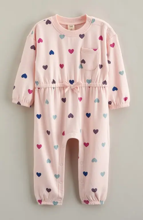 TUCKER + TATE Print Fleece Romper - Pink Balm Festive Hearts