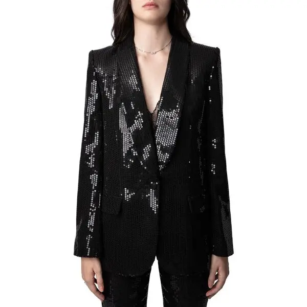 Zadig&Voltaire Vive Sequin Tuxedo Blazer - Noir
