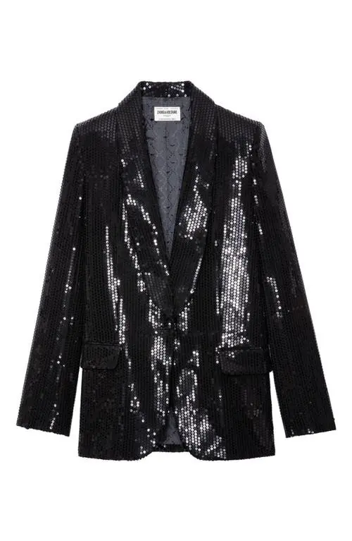 Zadig&Voltaire Vive Sequin Tuxedo Blazer - Noir