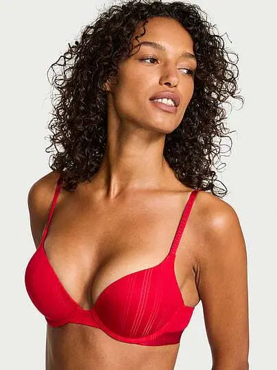 Victoria's Secret The T-shirt Bombshell Add-2-cups Cotton Logo Push-up Bra - Red