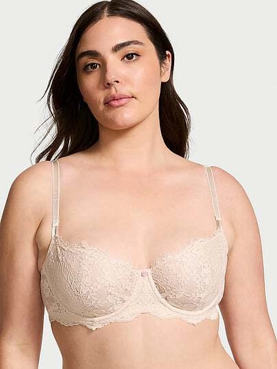 Victoria's Secret Dream Angels Wicked Unlined Lace Balconette Bra - Beige