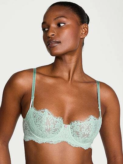 Victoria's Secret Dream Angels Wicked Vintage Blossom Embroidery Unlined Balconette Bra - Blue