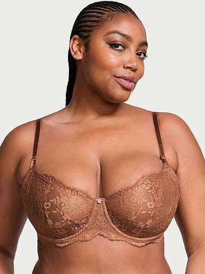 Victoria's Secret Dream Angels Wicked Twinkle Lace Unlined Balconette Bra - Brown