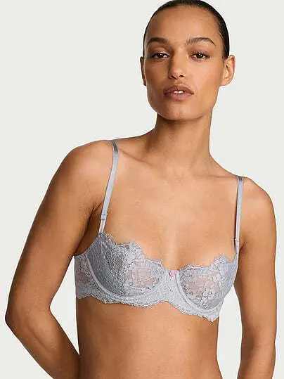 Victoria's Secret Dream Angels Wicked Unlined Lace Balconette Bra - Grey