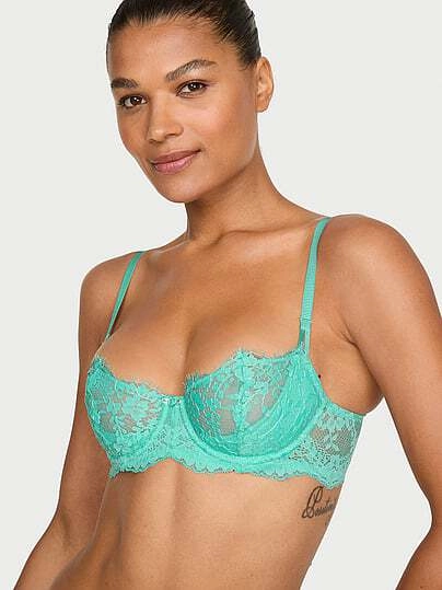 Victoria's Secret Dream Angels Wicked Unlined Bow Peekaboo Balconette Bra - Floral
