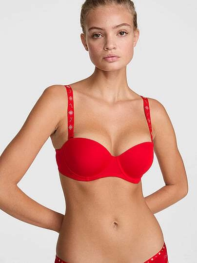 Pink Wear Everywhere™ Push-up Strapless Bra - Red