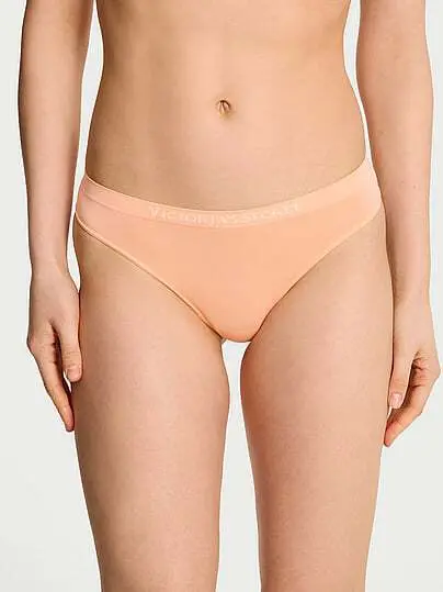 Victoria's Secret Seamless Rib Lace-trim Thong Panty - Orange