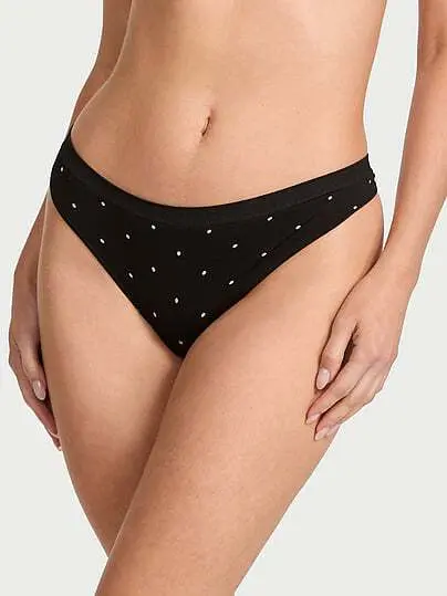 Victoria's Secret Seamless Rib Lace-trim Thong Panty - Print