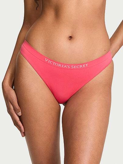 Victoria's Secret Seamless Snake Jacquard Thong Panty - Red