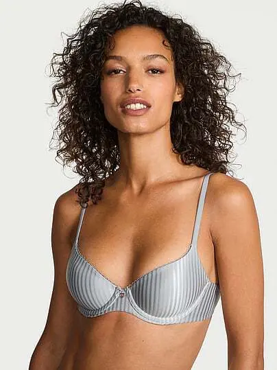 Victoria's Secret Body Victoria Lightly Lined Lace Racerback Demi Bra - Grey