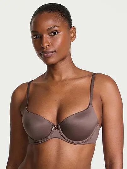 Victoria's Secret Body Victoria Lightly Lined Lace Racerback Demi Bra - Grey