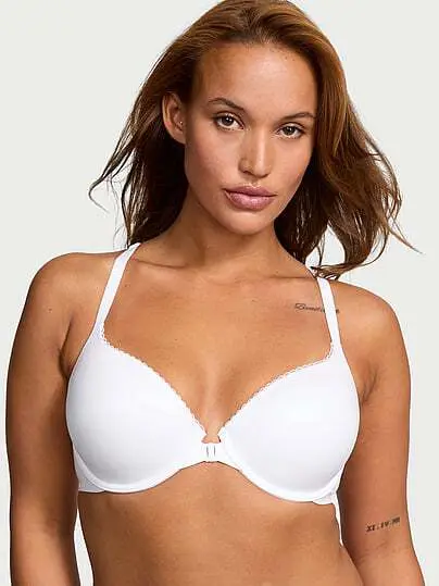 Victoria's Secret Body Victoria Lightly Lined Lace Racerback Demi Bra - White,ivory
