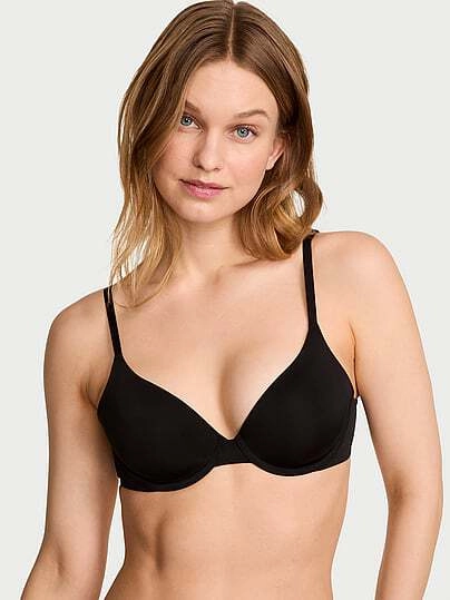 Victoria's Secret The T-shirt Cotton Exploded Logo Lightly Lined Full-coverage Bra - Black
