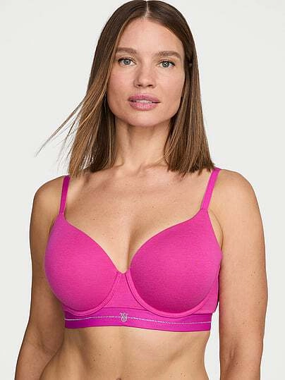 Victoria's Secret The T-shirt Cotton Exploded Logo Lightly Lined Full-coverage Bra - Pink